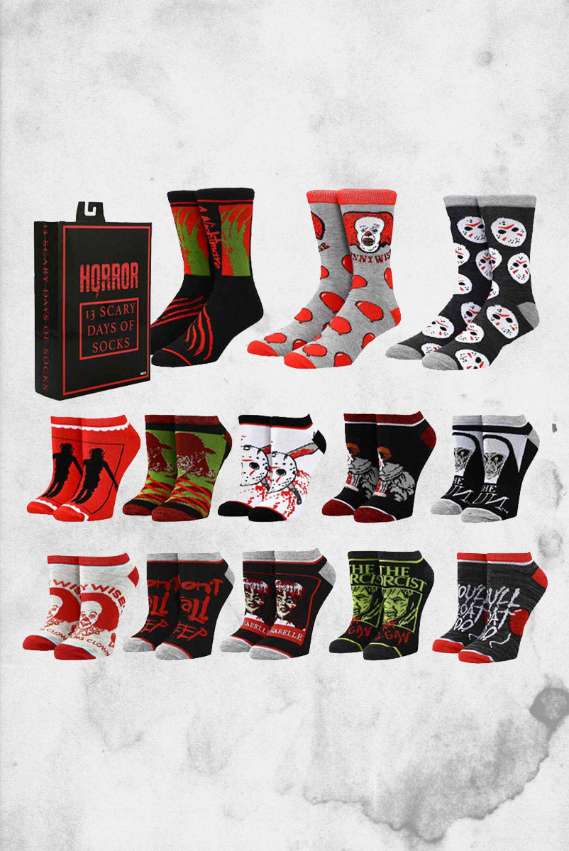 13 Scary Days of Horror Icons Gift Sock Set – Post Mortem Horror Bootique